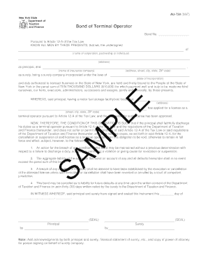 Fillable Online Bond of Terminal Operator - Surety Bonds Fax Email ...