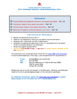 Fillable Online Nomination - FSNA Fax Email Print - pdfFiller