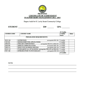 Fillable Online Degree Audit for H Fax Email Print - pdfFiller