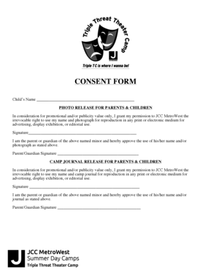 Fillable Online jccmetrowest TTTCamps_Consent Form - JCC Metro West ...
