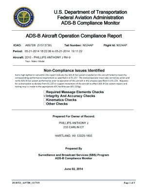 Fillable Online ADS-B Aircraft Operation Compliance Report U.S ...