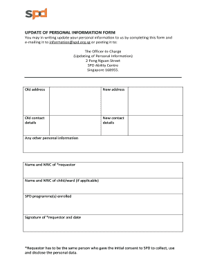 Fillable Online spd org UPDATE OF PERSONAL INFORMATION FORM Fax Email ...
