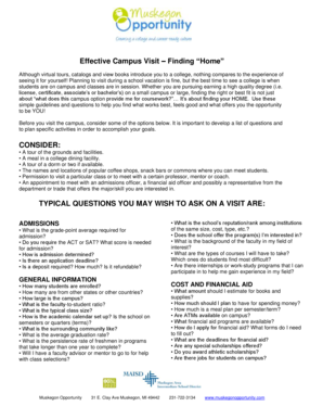 Fillable Online Effective Campus Visit Finding Home Fax Email Print ...