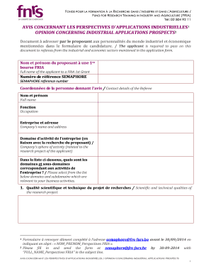 Fillable Online applications frs-fnrs Avis concernant les perspectives ...