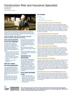 Fillable Online iiat Construction Risk and Insurance Specialist CRIS 6 CE credits per course THE ...