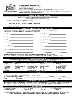 Fillable Online Exhibitor Staff Registration Form - NCSL International ...