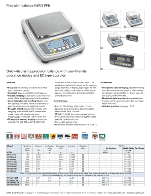 Fillable Online Precision balance KERN PFB Fax Email Print - pdfFiller