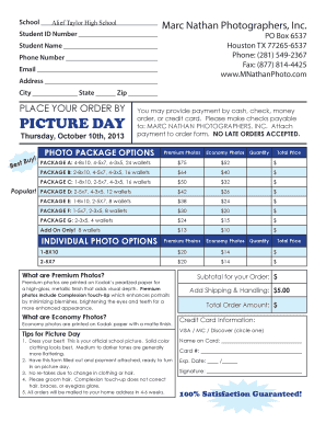 PICTURE DAY - Taylor High School - Fill and Sign Printable Template Online