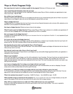 Fillable Online Ways to Work Program FAQs Fax Email Print - pdfFiller