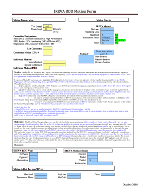 Fillable Online IREVA BOD Motion Form Fax Email Print - pdfFiller