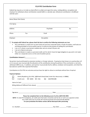 Fillable Online clla CLLA PAC Form 7-31-15 Fax Email Print - pdfFiller