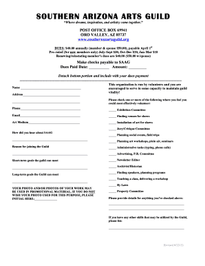 Membership Application Form - Southern Arizona Arts Guild - Fill and ...