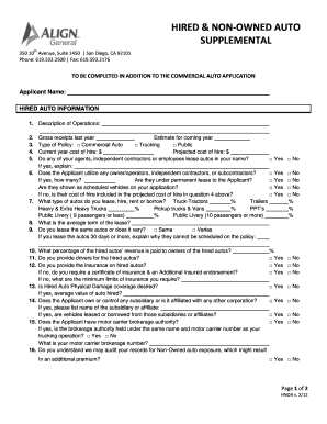 Fillable Online HIRED amp NON-OWNED AUTO SUPPLEMENTAL Fax Email Print ...