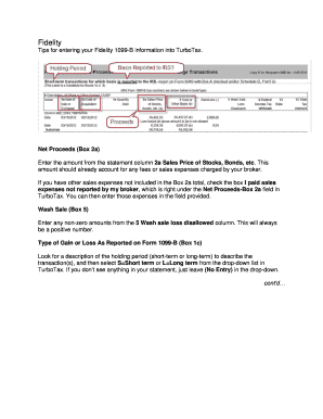 Fillable Online Tips for entering your Fidelity 1099-B information into ...