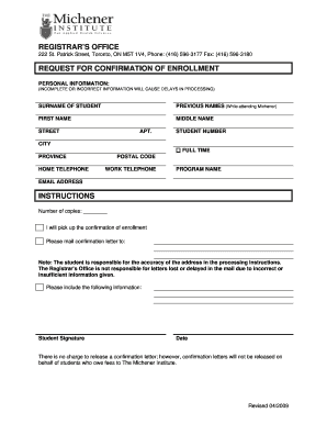 Fillable Online Request for Confirmation of Enrolment Fax Email Print ...