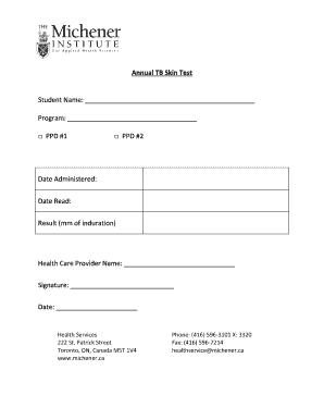 Fillable Online Annual TB Test Form Fax Email Print - pdfFiller