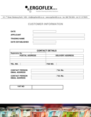 Fillable Online Customer Information Form - ergoflex426 Fax Email Print ...