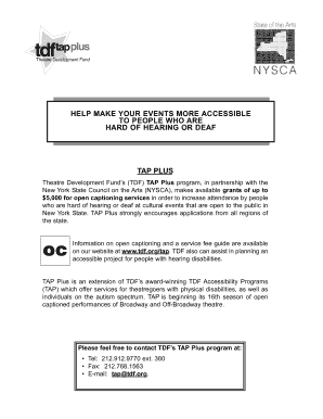 Fillable Online tdf TAP Plus application 2013 Fax Email Print - pdfFiller