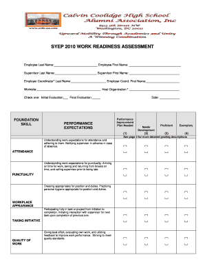 Fillable Online SYEP 2010 WORK READINESS ASSESSMENT - Fax Email Print ...