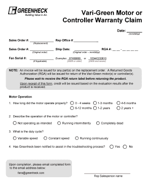 Fillable Online Vari-Green Motors - Greenheck Fax Email Print - pdfFiller
