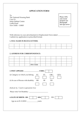 Fillable Online APPLICATION FORM - National Housing Bank Fax Email ...