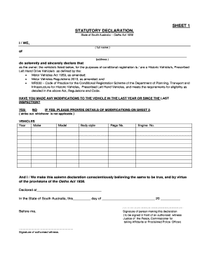 Fillable Online mgccsa org SHEET 1 STATUTORY DECLARATION Fax Email ...