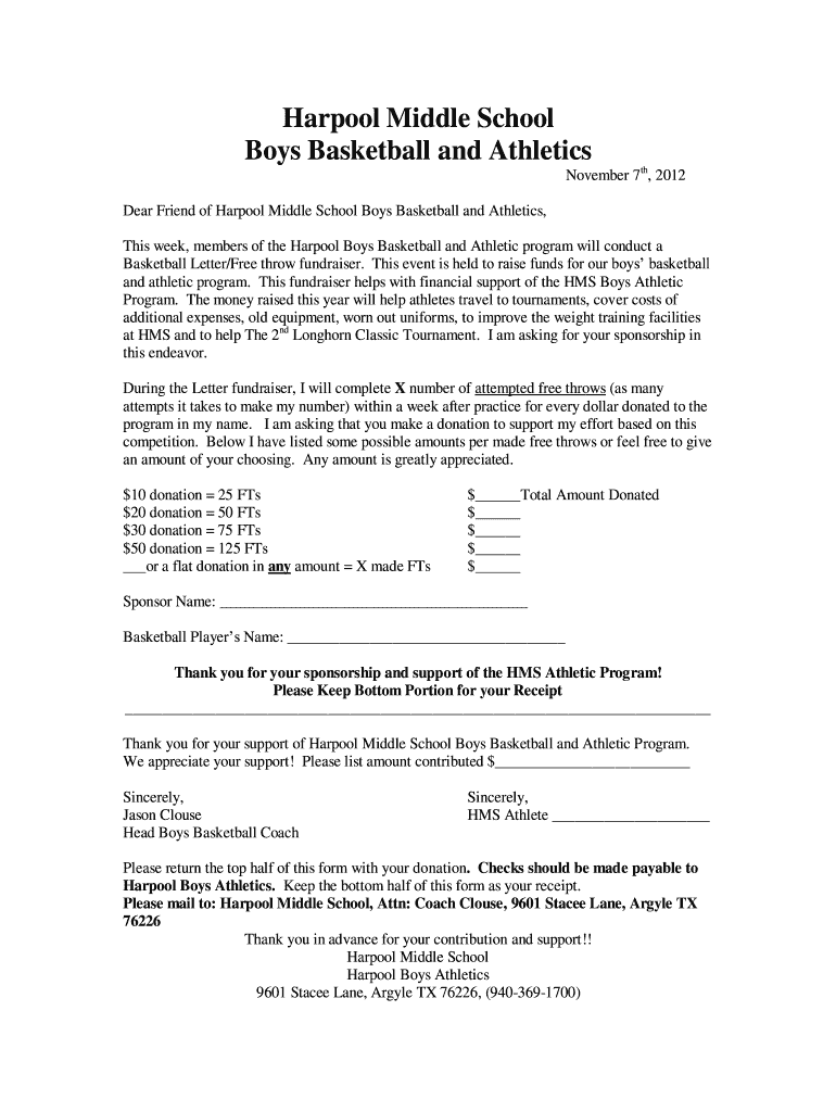 Fillable Online dentonisd Harpool Middle School Boys Basketball and ...