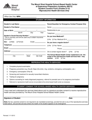 Fillable Online mountsinai High School Students - Mount Sinai Hospital - mountsinai Fax Email ...