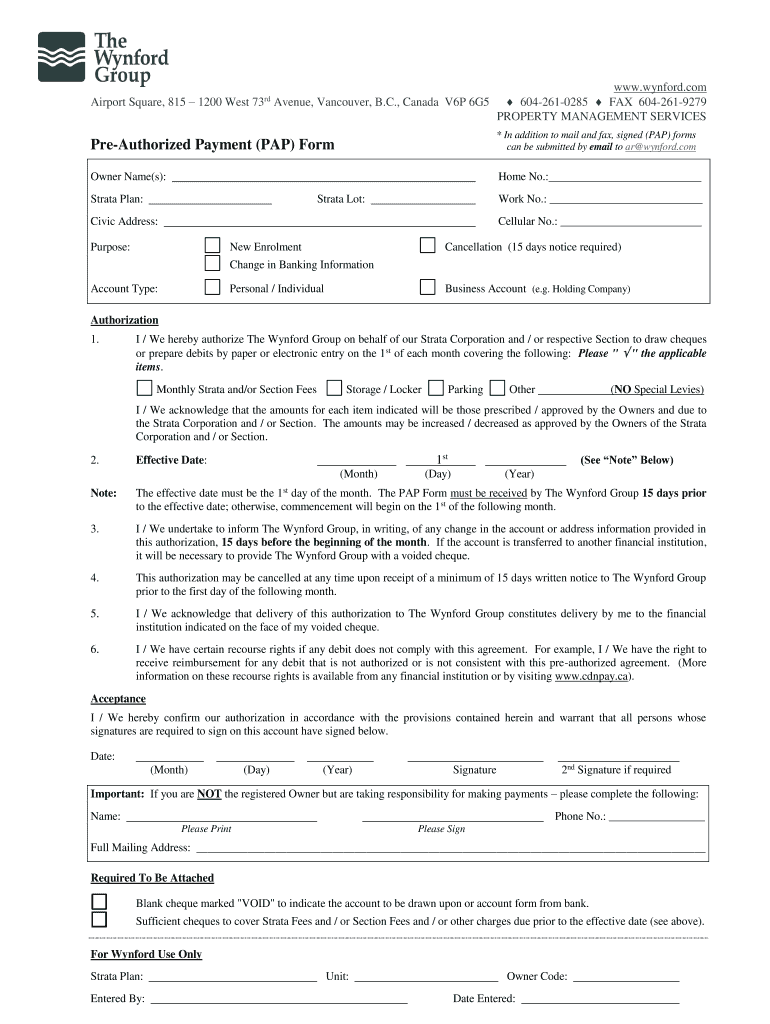 Fillable Online wynford strata management Fax Email Print - pdfFiller