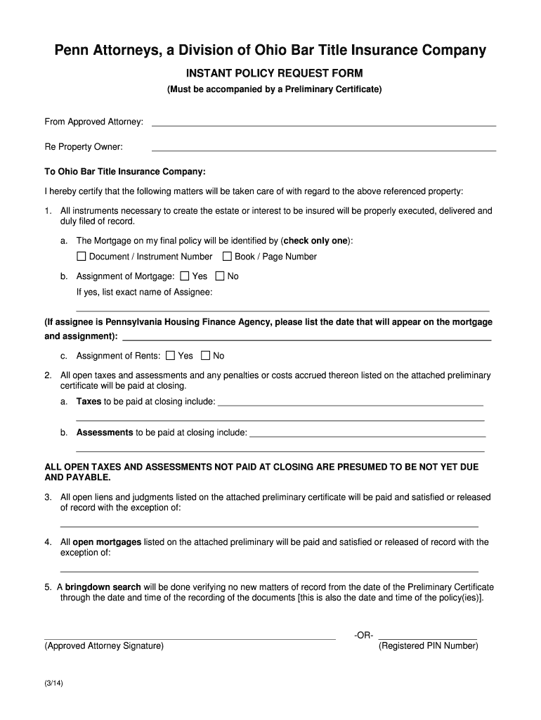 Fillable Online PENN ATTORNEYS TITLE INSURANCE CO - First American Fax ...