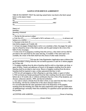 Fillable Online vipoodle SAMPLE STUD SERVICE AGREEMENTdoc - vipoodle ...