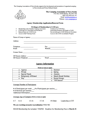 Fillable Online CANS Agency Membership Form Fax Email Print - pdfFiller