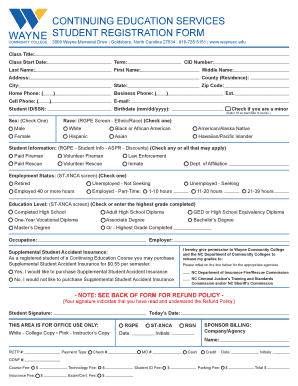 Fillable Online waynecc CES Student Registration Form - Wayne Community College Fax Email Print ...