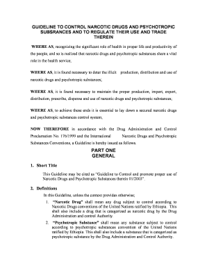 Fillable Online GUIDELINE TO CONTROL NARCOTIC DRUGS AND Fax Email Print ...