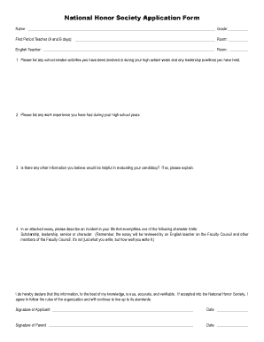 Fillable Online National Honor Society Guidelines For Application Fax Email Print - pdfFiller