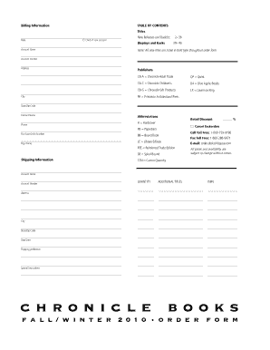 Fillable Online Chronicle Order Form Booklet Fall 10.pdf Fax Email ...