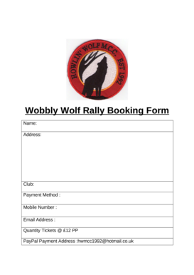 Fillable Online Wobbly Wolf Rally Booking Form-1a Fax Email Print ...
