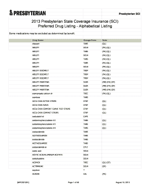 Fillable Online 2013 Presbyterian State Coverage Insurance (SCI) Fax ...
