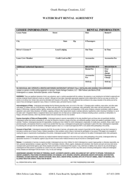 Fillable Online WATERCRAFT RENTAL AGREEMENT LESSEE INFORMATION... Fax ...