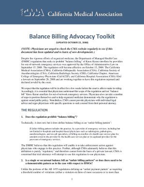 Fillable Online csahq Balance Billing Advocacy Toolkit - California ...