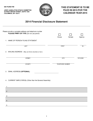 Fillable Online Financial Disclosure Statement - Joint Legislative ...