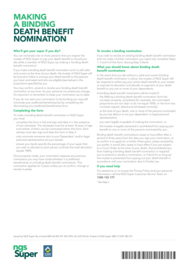 Fillable Online Making a binding death benefit nomination - Forms - NGS ...