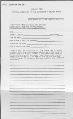 Fillable Online crmvet NAACP Discrimination Complaint Form. Undated ...