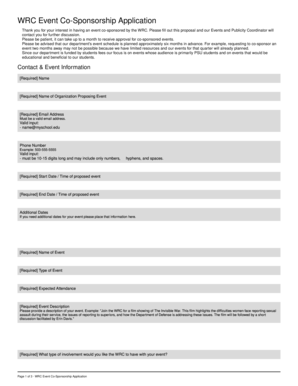 Fillable Online WRC Event Co-Sponsorship Application. Women's Resource ...