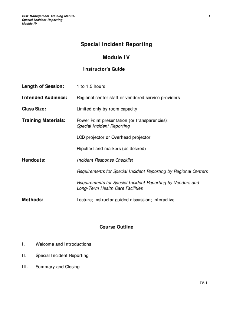 Fillable Online dds ca Special Incident Reporting - California ...