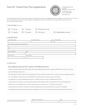 Fillable Online pt berkeley Free AC Transit Easy Pass Application ...