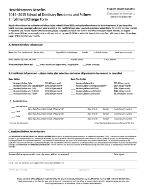Fillable Online shb umn Required enrollment for residents and fellows in job codes 9552 and 9553 ...