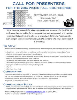 Fillable Online Call for presenters.pdf - WSRID Fax Email Print - pdfFiller