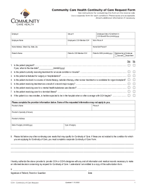 Fillable Online TRANSITION OF CARE CONTINUITY OF CARE - Cigna Fax Email ...