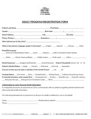 Fillable Online Patient Registration Form - Community Health Programs ...